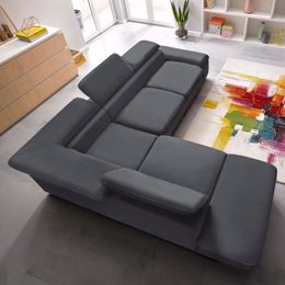 Sit & More Ecksofa SIT & MORE "Alcatraz L-Form", grau (dunkelgrau), B:272cm H:94cm T:226cm, Struktur fein (97% Polyester, 3% Polyamid);Luxus-Microfaser ALTARA NUBUCK (95% Polyester, 5% Baumwolle);Struktur (100% Polyester), Sofas, Ecksofa, wahlweise mit Bettfunktion