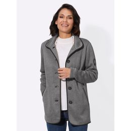 Fleecejacke Casual Looks, Damen, Gr. 38, grau (grau, meliert), 100% Polyester, Paspelierung:100% Polyester, meliert, Jacken Fleecejacke