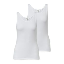 Tanktop s.Oliver, Damen, Gr. 46, wei&szlig; (2x wei&szlig;), Jersey, Obermaterial: 95% Baumwolle, 5% Elasthan, unifarben, h&uuml;ftbedeckend, Rundhals, Tops Tanktop, 2-er Pack, Sommertop, mit Stretch
