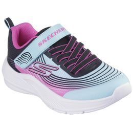 Sneaker Skechers "MICROSPEC ADVANCE", M&auml;dchen, Gr. 33, blau (navy, multifarben), Synthetik, Textil, Schuhe Sneaker, Klettschuh, Freizeitschuh mit Gummizug und Klettverschluss