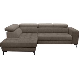 Ecksofa Alina "Valea", braun (braun tta 14), B:274cm H:102cm T:207cm, Struktur TTA (100% Polyester), Sofas, Ecksofa, mit R&uuml;ckenlehnenverstellung, wahlweise mit ausziehbarer Liegefl&auml;che