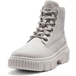 Schn&uuml;rboots Timberland "GREYFIELD MID LACE UP BOOT", Damen, Gr. 39,5, grau (hellgrau), Leder, Schuhe Schn&uuml;rboots, Winterstiefel, Schn&uuml;rstiefel, Winterschuhe