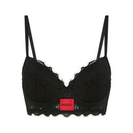 B&uuml;gel-BH HUGO UNDERWEAR "PUSH-UP RL LACE", Damen, Gr. 70, Cup C, schwarz (schwarz 001), Obermaterial: 84% Polyamid, 16% Elasthan, BHs B&uuml;gel-BH, mit Spitze, Spaghettitr&auml;ger
