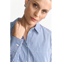 Langarmbluse RICHROYAL, Damen, Gr. 38, midnight blau, Web, Obermaterial: 100% Baumwolle, oversize, 1-Knopf-Manschette, Blusen Langarmbluse, oversized, gestreift