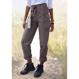 active by Lascana Trekkinghose LASCANA ACTIVE "Cargo Pants", Damen, Gr. 46, N-Gr, grau (taupe), Web, Obermaterial: 92% Polyamid, 8% Elasthan, unifarben, Hosen Trekkinghose, Schlupfform, Topseller