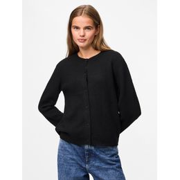 Strickjacke Pieces "PCMALOU LS KNIT CARDIGAN NOOS BC", Damen, Gr. XS, schwarz, Strick, Obermaterial: 65% Polyester, 17% Polyacryl, 10% Nylon, 5% Wolle, 3% Elasthan, unifarben, slim fit taillenbedeckt, Rundhals, Strickjacken Strickjacke, Materialmix, slim fit