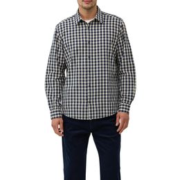 Langarmhemd s.Oliver, Herren, Gr. S, N-Gr, blau (blau check), Web, Obermaterial: 100% Baumwolle, kariert, regular fit taillenbedeckt, Manschette, Hemden Langarmhemd, mit Karo Muster