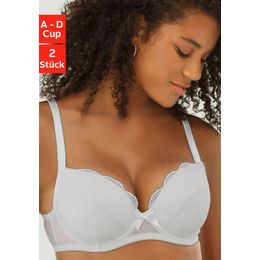 Balconette-BH Petite Fleur, Damen, Gr. 75, Cup A, schwarz-wei&szlig; (wei&szlig;, schwarz), Spitze, Obermaterial: 90% Polyamid, 10% Elasthan, BHs Balconette-BH, mit h&uuml;bscher Spitze, Dessous