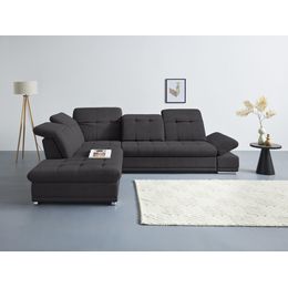Ecksofa COTTA "Holiday L-Form mit Sitztiefen-, Armteil- und Kopfteilverstellung", schwarz, B:310cm H:86cm T:265cm, 100% Polyester, Sofas, Ecksofa, wahlweise mit Bettfunktion & Bettkasten