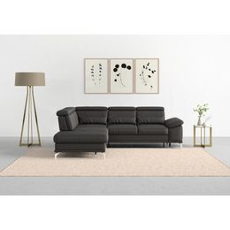 Sit & More Ecksofa SIT & MORE "Cabrio L-Form, B: 274 cm, mit Sitztiefen-, Arm- & Kopfteilverstellung", braun (mokka), B:274cm H:87cm T:230cm, Sofas, Ecksofa, 3 Nierenkissen, Federkern, optional Bettfunktion und Stauraum