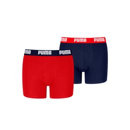Boxershorts Puma "Puma BOYS EVERYDAY BASIC BOXERS 2P", Jungen, Gr. 134/140, rot (rot, navy), Obermaterial: 95% Baumwolle, 5% Elasthan, Unterhosen Boxershorts, Komfortabler Logobund, ohne Eingriff