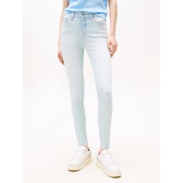 Skinny-fit-Jeans Tommy Jeans "Nora Mid Rise Skinny Fit", Damen, Gr. 28, L&auml;nge 28, blau (denim ultra light), Denim/Jeans, Obermaterial: 94% Baumwolle, 4% Elastomultiester, 2% Elasthan, unifarben, skinny fit, Jeans Skinny-fit-Jeans