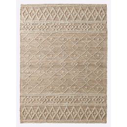 Teppich HEINE HOME Gr. 1, beige (beige, ecru), B:60cm H:10mm L:90cm, Baumwolle, Jute, Kunstfaser, Polyester, Schurwolle, Wolle, Teppiche, Teppich