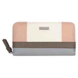 Geldb&ouml;rse Tom Tailor "Juna", Damen, rosa, Polyurethan, Colorblocking, gepflegt, kontrastfarbene Details, mehrfarbig, Kleinlederwaren Geldb&ouml;rse, aus soft genarbtem ledrigen Material mit gl&auml;nzenden Metall-Accessoires