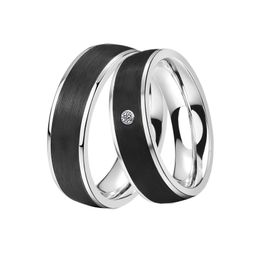Trauring DOOSTI "Schmuck Geschenk Edelstahl Trauring Ehering Partnerring LIEBE" Gr. 58, schwarz (edelstahlfarben, schwarz), Fingerringe, Damen, 58, ohne Zirkonia, Carbon Edelstahl, 6mm, Carbon, Edelstahl, Trauring, wahlweise mit oder ohne Zirkonia