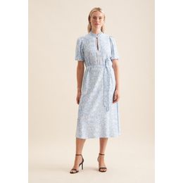 Sommerkleid Seidensticker "Schwarze Rose", Damen, Gr. XXL44, Normalgr&ouml;&szlig;en, blau (hellblau), 100% Viskose, gebl&uuml;mt, regular fit, Rundhals, Kleider Sommerkleid, 1/2 Rundhals Floral