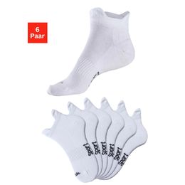 Sneakersocken Bench., Damen, Gr. 35-38, wei&szlig; (6x wei&szlig;), Baumwollmischung, unifarben, elastisch, Socken Sneakersocken, mit feiner Mesh Konstruktion und Mittelfu&szlig;gummi