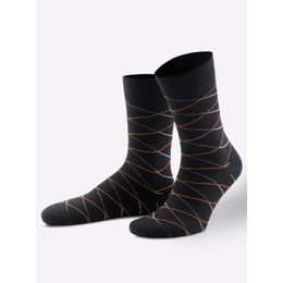 w&auml;schepur Socken W&Auml;SCHEPUR, Herren, Gr. 2/43, schwarz (schwarz, gemustert), 80% Baumwolle, 18% Polyamid, 2% Elasthan, Socken Socken