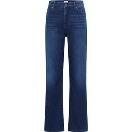 Weite Jeans Mustang "Madison Wide", Damen, Gr. 28, L&auml;nge 34, blau (medium), Denim/Jeans, Obermaterial: 78% Baumwolle, 10% Lyocell, 9% Elastomultiester, 3% Elasthan, unifarben, weit kn&ouml;chellang, Jeans Weite Jeans, im Five-Pocket Style