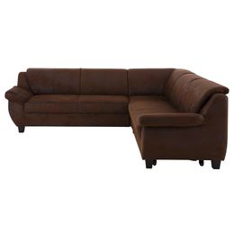 Ecksofa Home Affaire "Yesterday zeitlos und komfortabel, gem&uuml;tliche Armlehnen L-Form", braun, B:254cm H:80cm T:91cm, Antikleder-Optik Melrose (100% Polyester);Struktur (100% Polyester);Primabelle-Microfaser (100% Polyester), Sofas, Ecksofa, gleichschenklig, wahlweise mit Bettfunktion