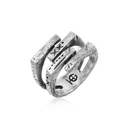 Siegelring HAZE & GLORY "Ring Siegelring - Quadro 925 Silber" Gr. 62, silber, Fingerringe, Herren, 62, ohne Stein, Silber 925 (Sterlingsilber), 20mm, Siegelring