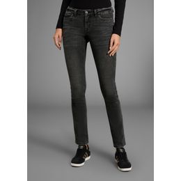 Comfort-fit-Jeans Arizona "mit Keileins&auml;tzen", Damen, Gr. 46, N-Gr, grau (grau used), Obermaterial: 76% Baumwolle, 16% Polyester, 7% Viskose, 1% Elasthan, Basic, Jeans Comfort-fit-Jeans, niedrige Leibh&ouml;he