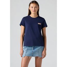 Levi's T-Shirt LEVI'S "THE PERFECT TEE", Damen, Gr. XL (42), blau, Single Jersey, Obermaterial: 100% Baumwolle, normal, Rundhals, abgesteppt, Shirts T-Shirt, mit Batwing-Logoprint