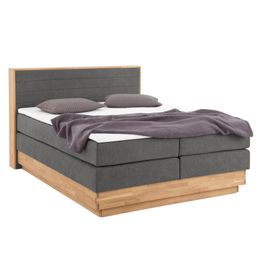 Boxspringbett Home Affaire "Cavan", grau (steel), L:220cm, Microfaser (100% Polyester), Komplettbetten, Boxspringbett, Eiche, inkl. Bettkasten & Topper, verschiedene H&auml;rtegrade (auch H4)