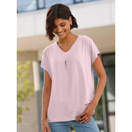 V-Shirt Classic Basics "Shirt", Damen, Gr. 56, lila (flieder), 95% Viskose, 5% Elasthan, unifarben, V-Ausschnitt, Shirts V-Shirt