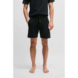 Sweatshorts BOSS "David", Herren, Gr. XL (54), N-Gr, schwarz, Jersey, Obermaterial: 100% Baumwolle, bestickt, unifarben, regular fit, Hosen Sweatshorts, mit verstellbarem Tunnelzug