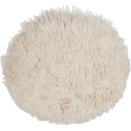 Wollteppich Theko "Flokati XXL", beige (natur), H:100mm &Oslash;:250cm, Wolle, Teppiche, Wollteppich, original griechischer Flokati, Hochflor, Uni-Farben, reine Wolle