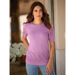Ajourpullover Classic Basics "Kurzarm-Pullover", Damen, Gr. 40, lila (orchidee), 100% Polyacryl, unifarben, Pullover Ajourpullover
