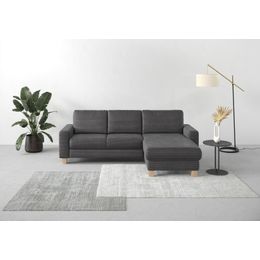 Ecksofa Home Affaire "Summer L-Form", grau, B:249cm H:91cm T:164cm, 100% Polyester, Sofas, Ecksofa, mit Recamiere, mit oder ohne Bettfunktion und Bettkasten, Cord-Bezug