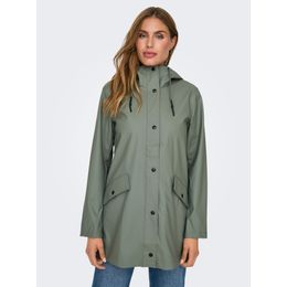 Kurzmantel Only "ONLELISA RAINCOAT OTW NOOS", Damen, Gr. M, gr&uuml;n (agave gr&uuml;n), Web, Obermaterial: 100% Polyester, unifarben, Po-bedeckend, M&auml;ntel Kurzmantel, beschichtete Qualit&auml;t