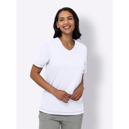 Kurzarmshirt "Shirt", Damen, Gr. 54, wei&szlig;, 100% Baumwolle, unifarben, V-Ausschnitt, Shirts Kurzarmshirt