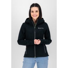 Strickfleecejacke DEPROC Active "GLORY MAY", Damen, Gr. 54 (XXL), grau (anthrazit), 100% Polyester, figurbetont, gerader Abschluss, Jacken Strickfleecejacke, mit 2-Wege-Rei&szlig;verschluss