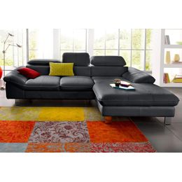 Ecksofa COTTA "Driver L-Form", schwarz, B:268cm H:73cm T:169cm, LEDER BEEFY (ein abgedecktes Spalt-Rindsleder) im Sitz und R&uuml;cken (Korpus in Kunstleder);Luxus-Kunstleder;Kunstleder SOFTLUX;Leder Pampas (echtes Rindsleder), R&uuml;ckseite mit schwarzem Spannstoff bezogen, Sofas, Ecksofa, mit Kopfteilverstellung, wahlweise mit Bettfunktion & Bettkasten
