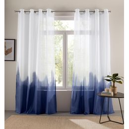Gardine Bruno Banani "Nevalla" Gr. 3, blau, B:130cm H:225cm, Baumwolle, Baumwolle, Gardinen, Gardine, modern, Farbverlauf, Wohnzimmer, Schlafzimmer, halbtransparent