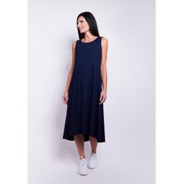 Midikleid Seidel Moden, Damen, Gr. 46, N-Gr, blau (navy), Web, Obermaterial: 95% Viskose, 5% Elasthan, unifarben, normal Midi, Rundhals, Kleider Midikleid, &auml;rmellos, aus Viskose - MADE IN GERMANY