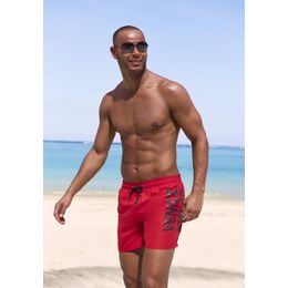 Badeshorts Venice Beach, Herren, Gr. M (50), N-Gr, rot, Microfaser, Microfaser, Polyester, unifarben, Badehosen Badeshorts, mit Innenslip, mit Innentasche, mit Au&szlig;enkordel, Topseller