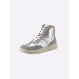 Sneaker Andrea Conti, Damen, Gr. 38, silber (silberfarben, grau), Glattleder, Leder, Rindsleder, Veloursleder, Schuhe Sneaker