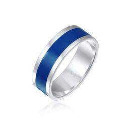 Silberring Kuzzoi "Ring Herren Bandring Emaille Casual 925 Silber" Gr. 60, blau, Fingerringe, Herren, 60, Silber 925 (Sterlingsilber), Silberring