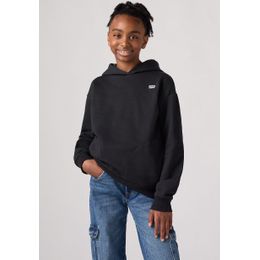Hoodie LEVI'S KIDS, M&auml;dchen, Gr. 4 (104), schwarz (jet schwarz), Jersey, Obermaterial: 83% Baumwolle, 17% Polyester, unifarben, angesetztes B&uuml;ndchen, Sweatshirts Hoodie, mit seitlichen Taschen for GIRLS