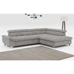 Ecksofa COTTA "Gemini L-Form, B: 312 cm", grau (stone), B:312cm T:234cm, Sofas, Ecksofa, mit Kopfteilverstellung, optional Bettfunktion