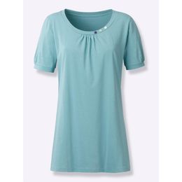 Longshirt Classic Basics "Longshirt", Damen, Gr. 42, blau (ozean), 100% Baumwolle, unifarben, Rundhals, Shirts Longshirt