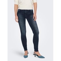 Skinny-fit-Jeans Only "ONLBLUSH MID SKINNY DNM REA409 NOOS", Damen, Gr. XL (42), L&auml;nge 30, blau (blau schwarz denim), Denim/Jeans, Obermaterial: 92% Baumwolle, 6% Elastomultiester, 2% Elasthan, skinny fit, Jeans Skinny-fit-Jeans