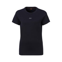 T-Shirt BOSS Orange "Elogo Premium Damenmode", Damen, Gr. M (38), blau (dunkelblau 408), Single Jersey, Obermaterial: 100% Baumwolle, unifarben, regular fit normal, Rundhals, abgesteppte Kante, Shirts T-Shirt, mit Label-Stitching