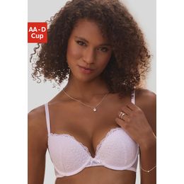 Push-up-BH Vivance, Damen, Gr. 70, Cup B, wei&szlig;, Microtouch, Obermaterial: 60% Polyamid, 35% Polyester, 5% Elasthan, BHs Push-up-BH, rundherum mit floraler Spitze, Dessous