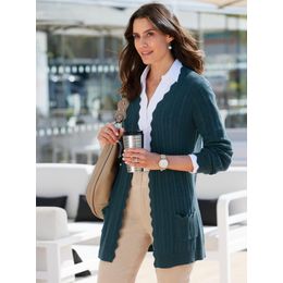 Strickjacke Inspirationen, Damen, Gr. 48, blau (petrol), 45% Viskose, 37% Wolle, 15% Polyamid, 3% Kaschmir, unifarben, Strickjacken Strickjacke