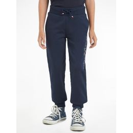 Jogginghose Tommy Hilfiger, M&auml;dchen, Gr. 80, N-Gr, blau (twilight_navy), Sweatware, Obermaterial: 100% Baumwolle, normal, Hosen Jogginghose, mit Tommy Hilfiger Logo-Schriftzug auf dem Bein